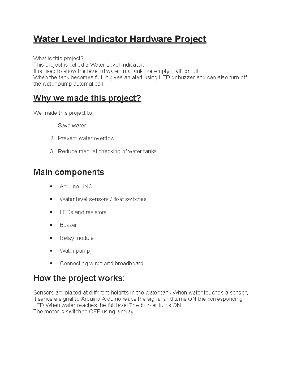 Water Level Indicator Project: Arduino-Based Tank Monitoring System ...