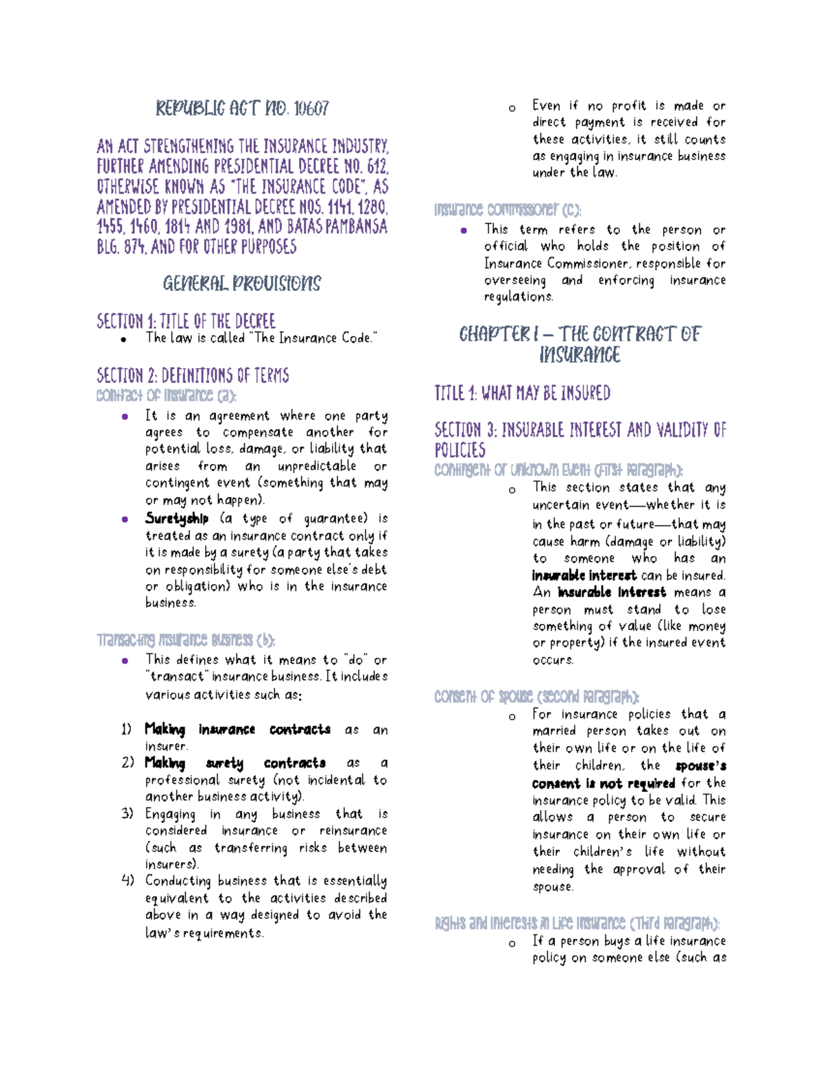 Understanding the Insurance Code (RA 10607): Key Concepts and ...
