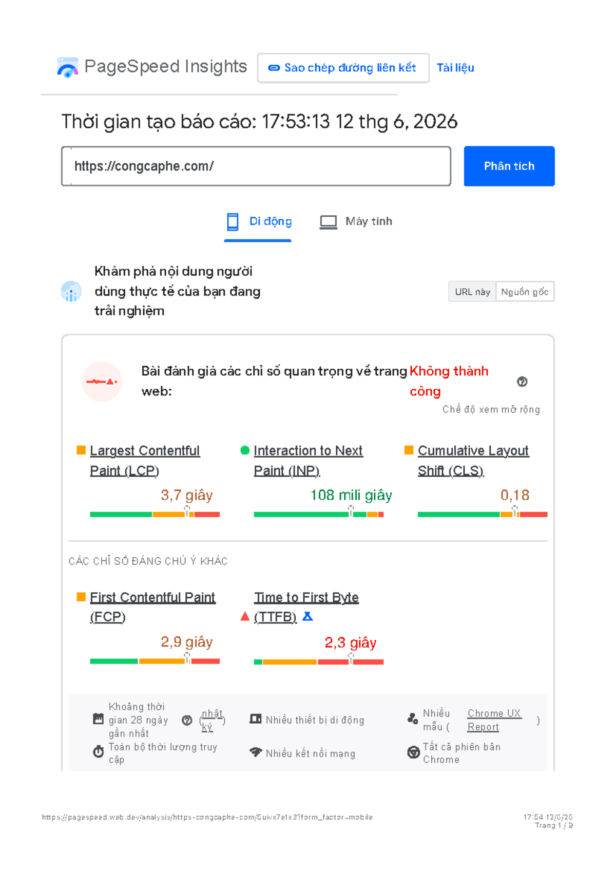 PageSpeed Insights Analysis Report - Performance Metrics Overview - Studocu