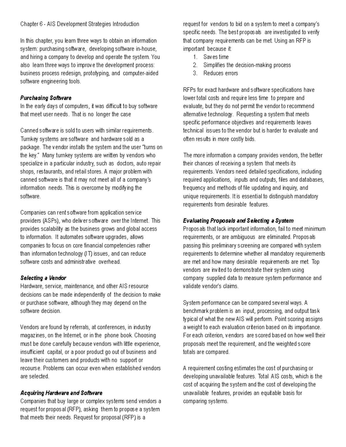 Chapter 6 - AIS Development Strategies Overview and Insights - Studocu
