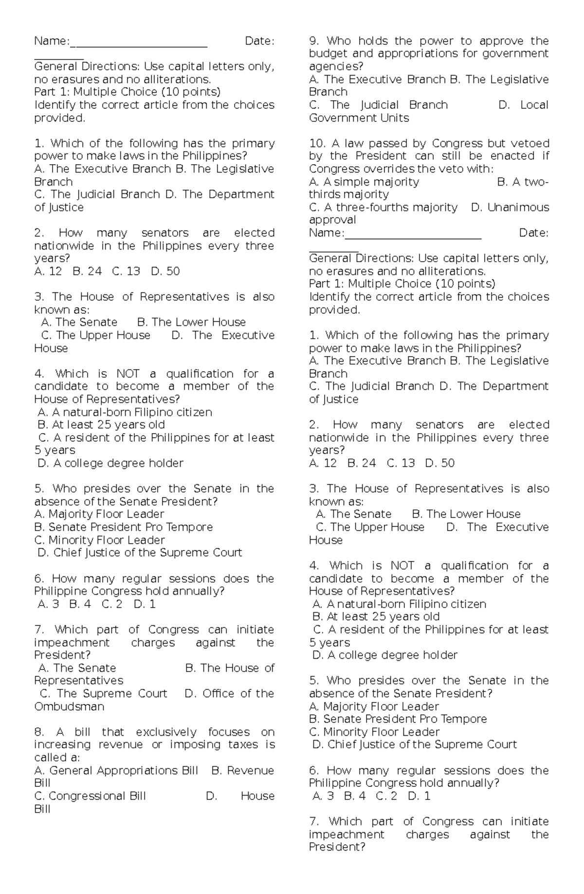 QUIZ 3 Polgov - Legislative Processes and Concepts Review - Studocu