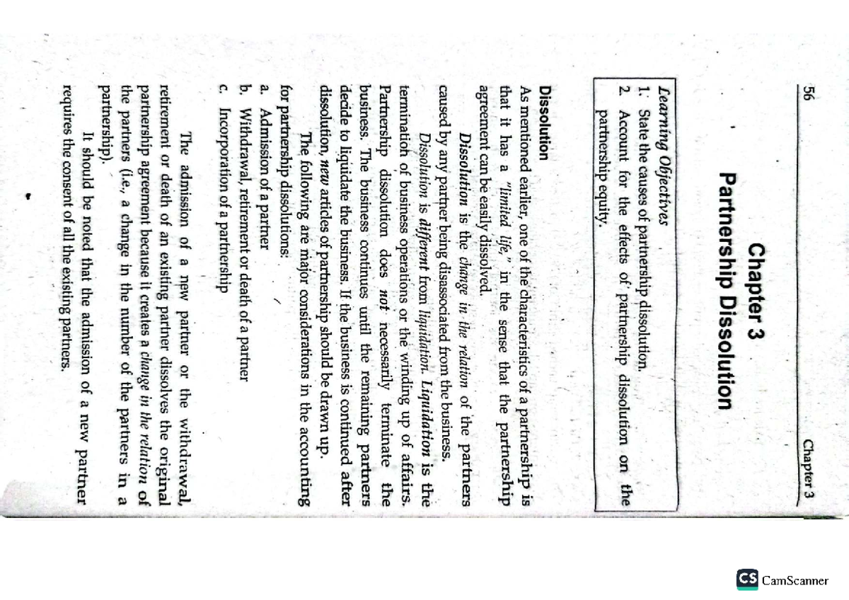 CS 56 Chapter 3: Partnership Dissolution and Its Accounting ...