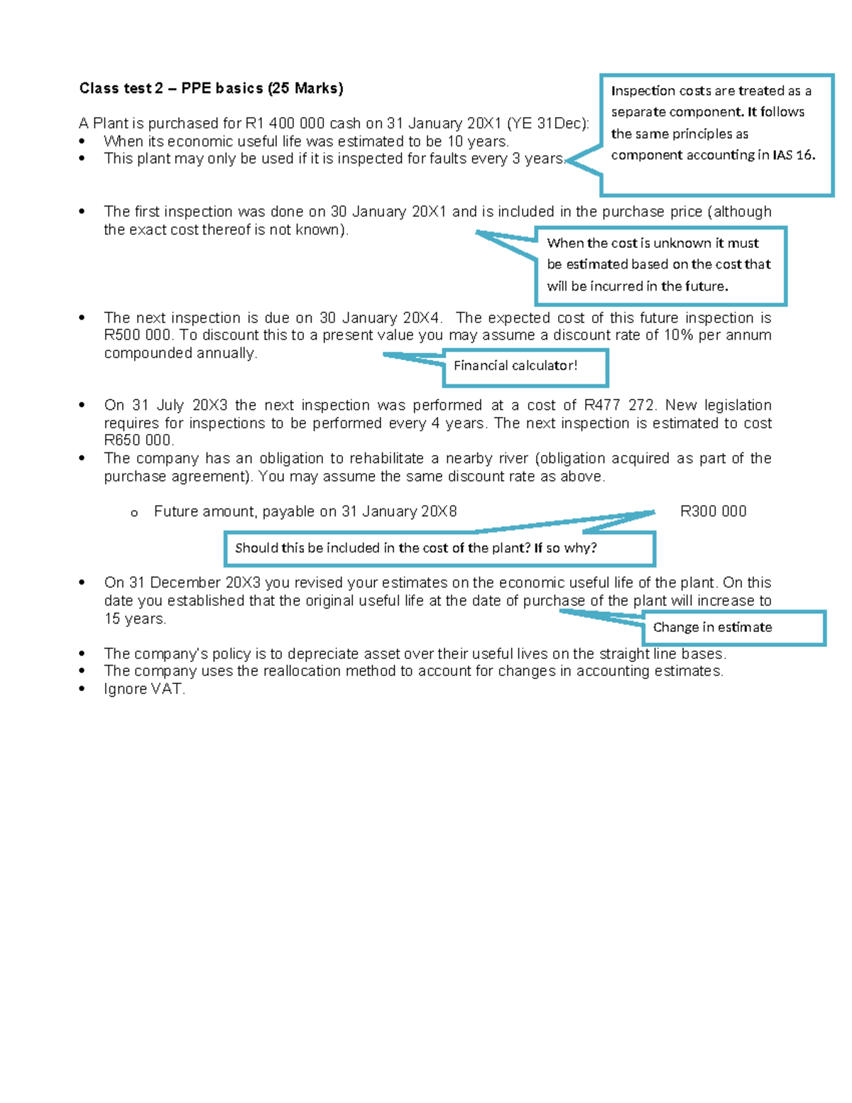PPE 301 - Class Test 2: Understanding PPE Basics and Cost Factors - Studocu