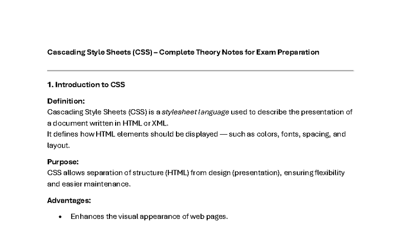 CSS Theory Notes for Exam Prep: Complete Guide on Styling - Studocu