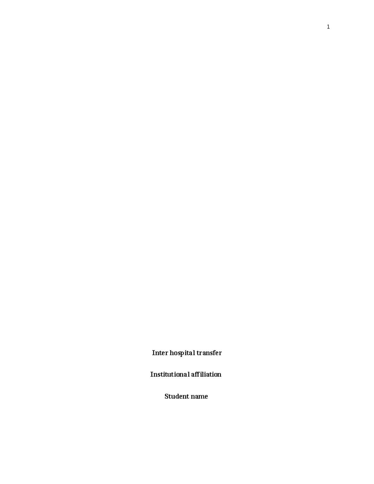 Inter Hospital Transfer Protocol for Patient Wellbeing and Safety - Studocu