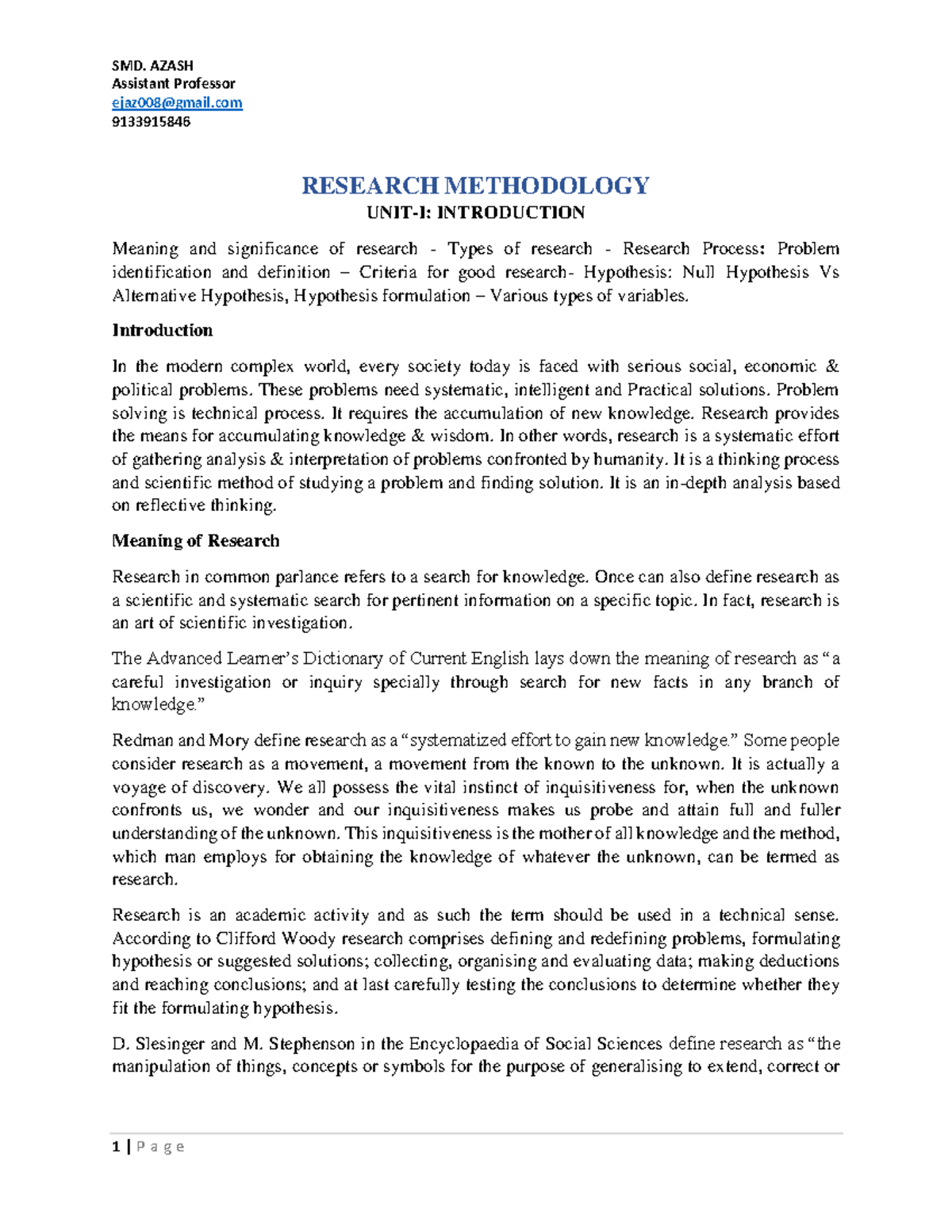Research Methodology Overview: Key Concepts and Processes - Studocu