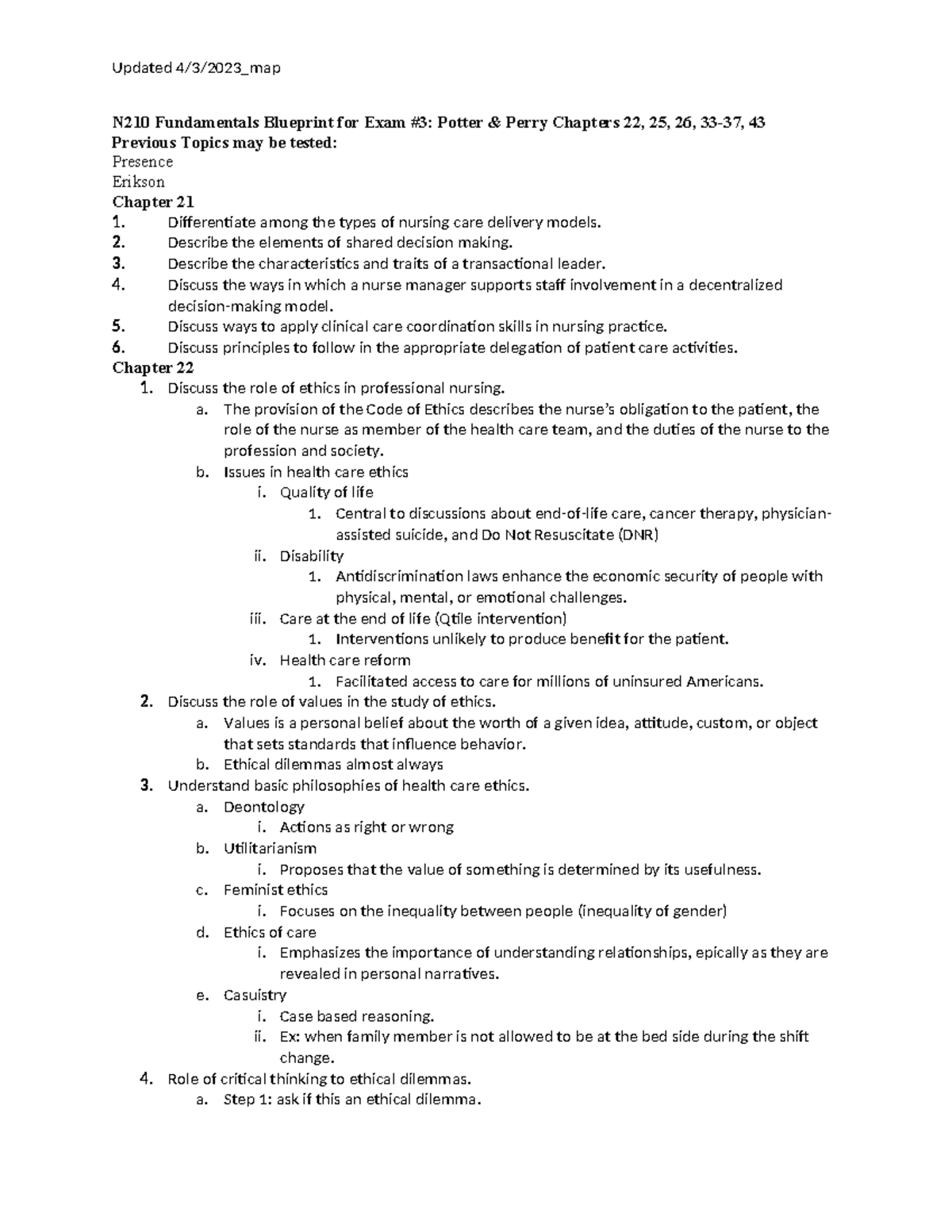 study guide for exam 3 - Updated 4/3/2023_map N210 Fundamentals ...