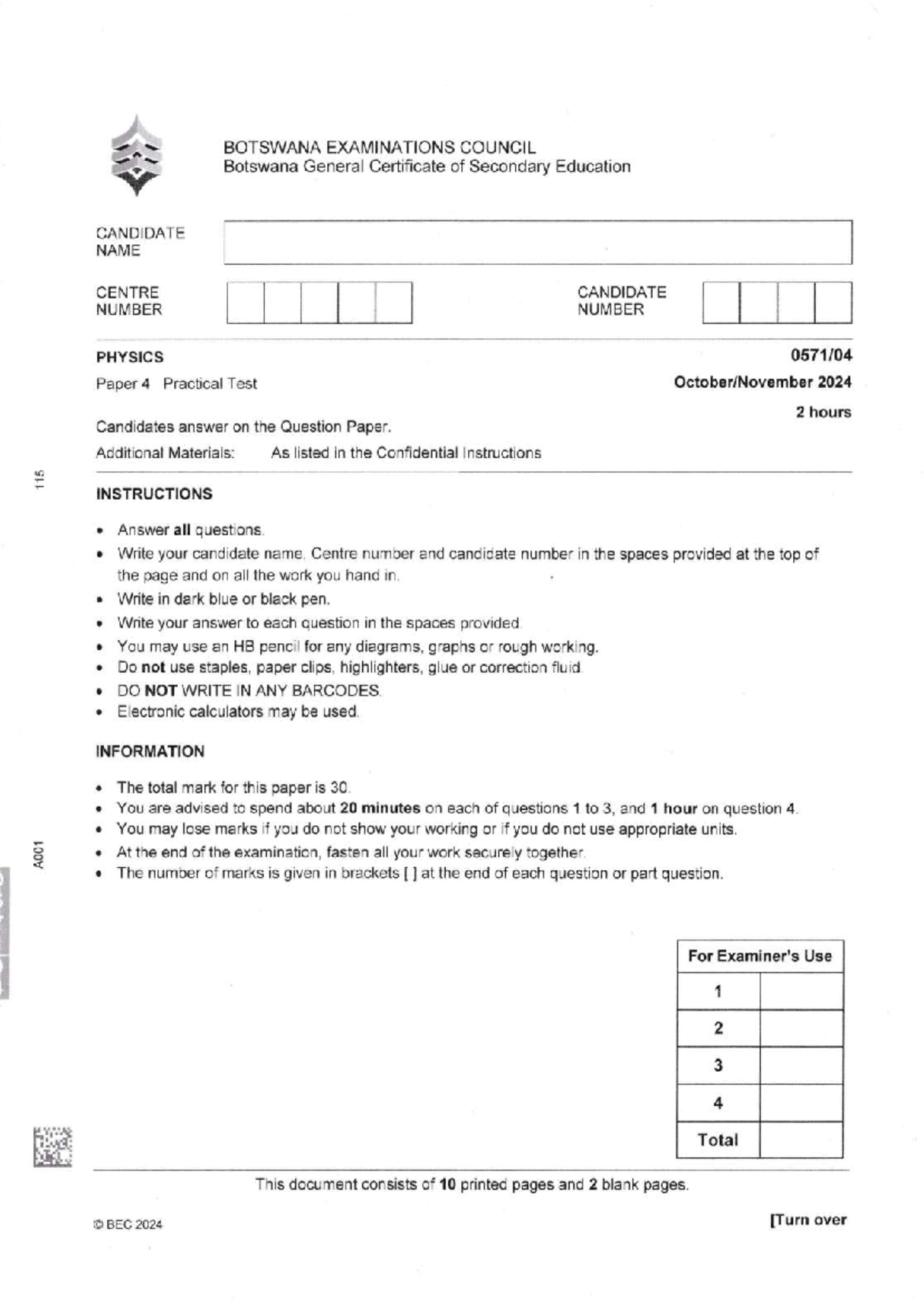 Physics P4 Practical Test Guide [BEC 2024] - Studocu