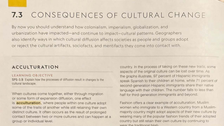 3.8 Effects of Cultural Diffusion and Acculturation - Studocu