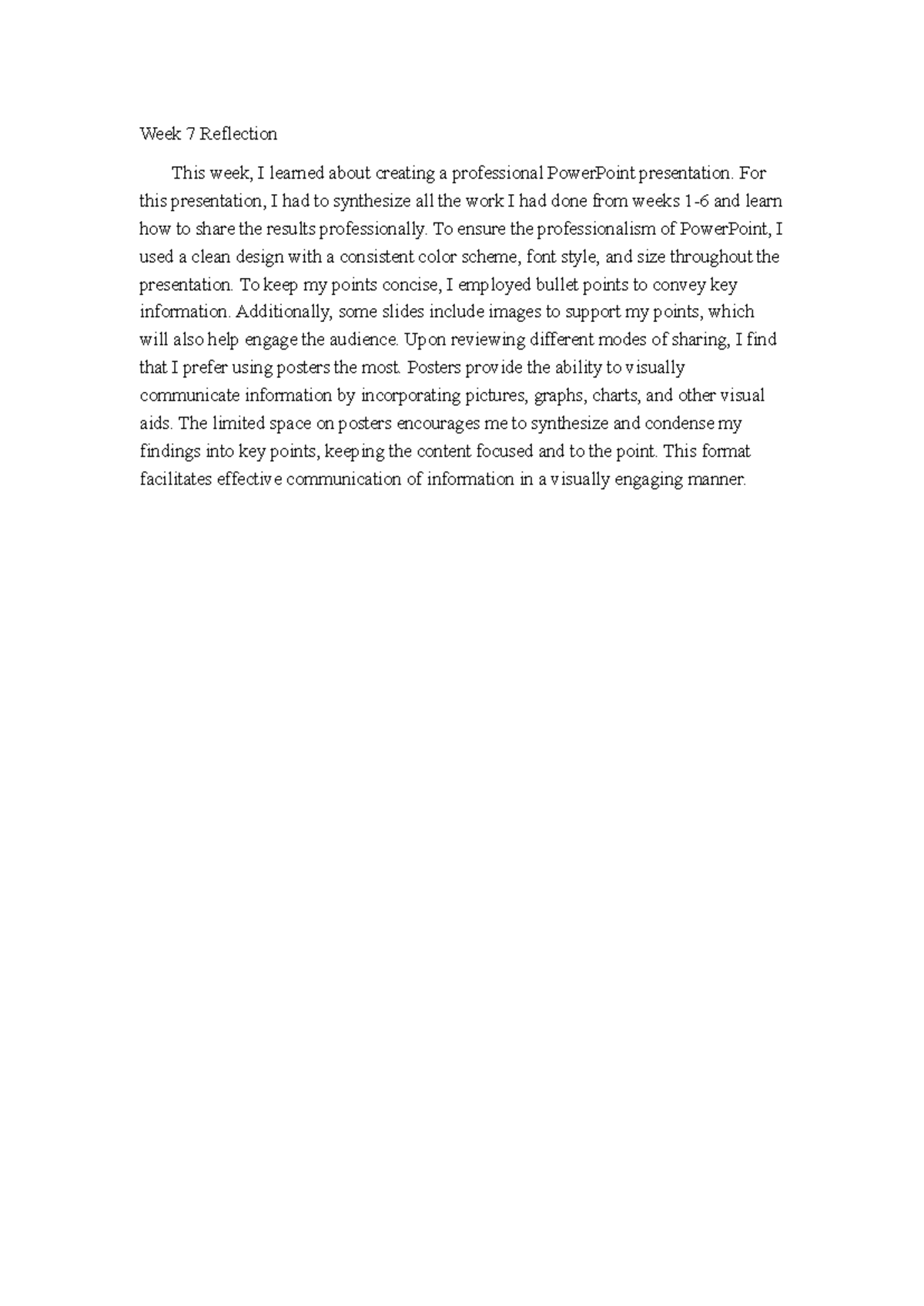 Week 7 Reflection: Professional PowerPoint Presentation Insights - Studocu