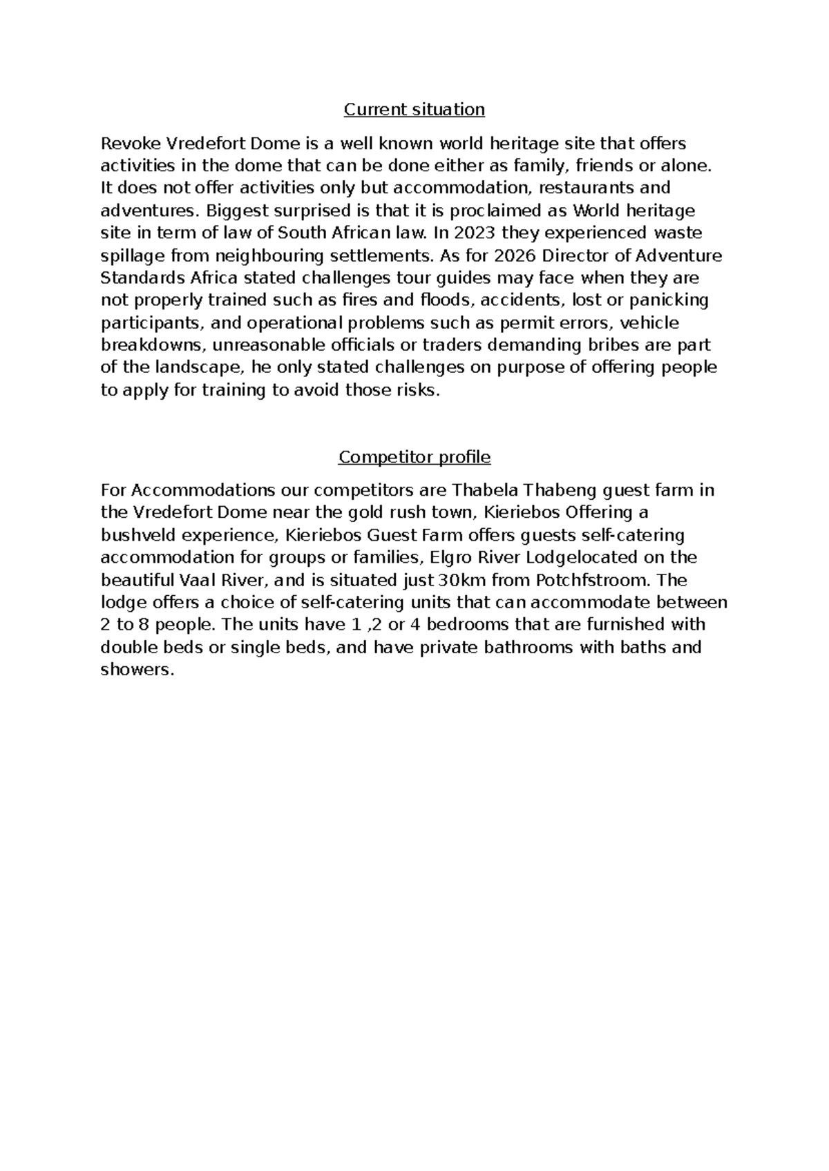 Situational Analysis Notes for Exams - VRE 101 - Studocu