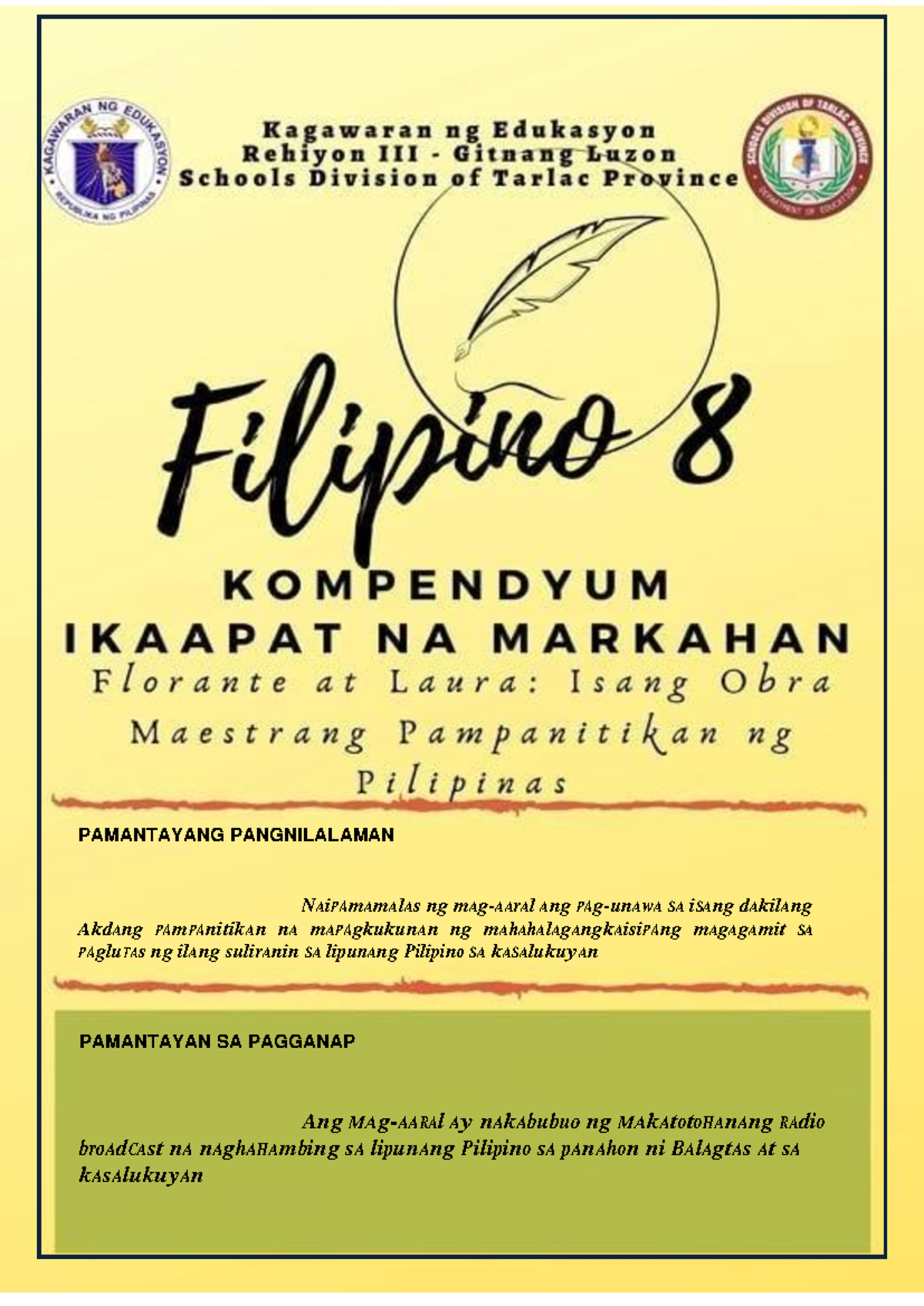 G8-FIL- 4TH-QTR- Final - + 1 | OPM S. 202 0- 2021 PAMANTAYANG PANGNILALAMAN NAiPAmAmAlAs ng ...