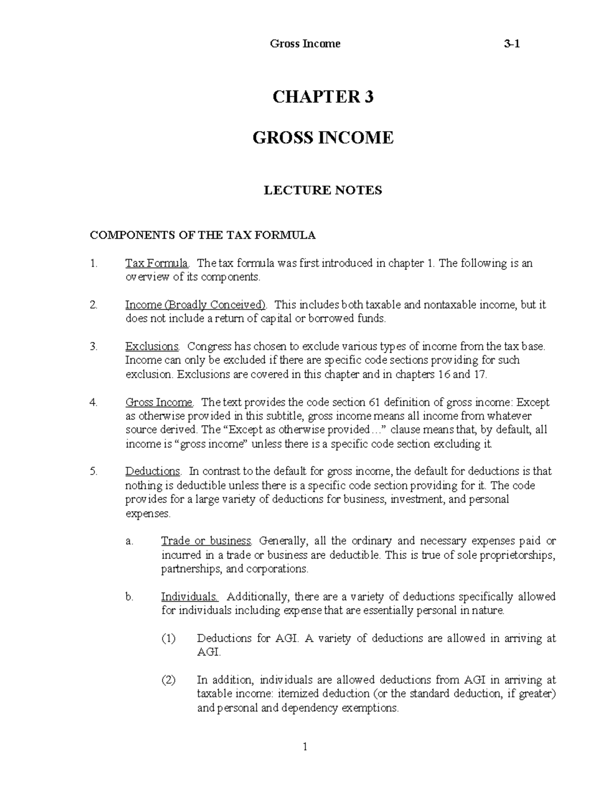 Gross Income Concepts and Regulations - Lecture Notes (2008) - Studocu