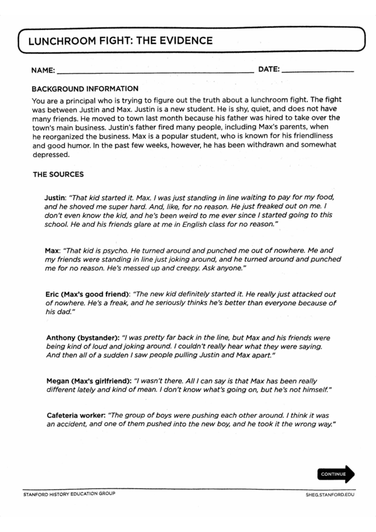 Lunchroom Fight Activity Student Copy - HIST 1302 - Studocu