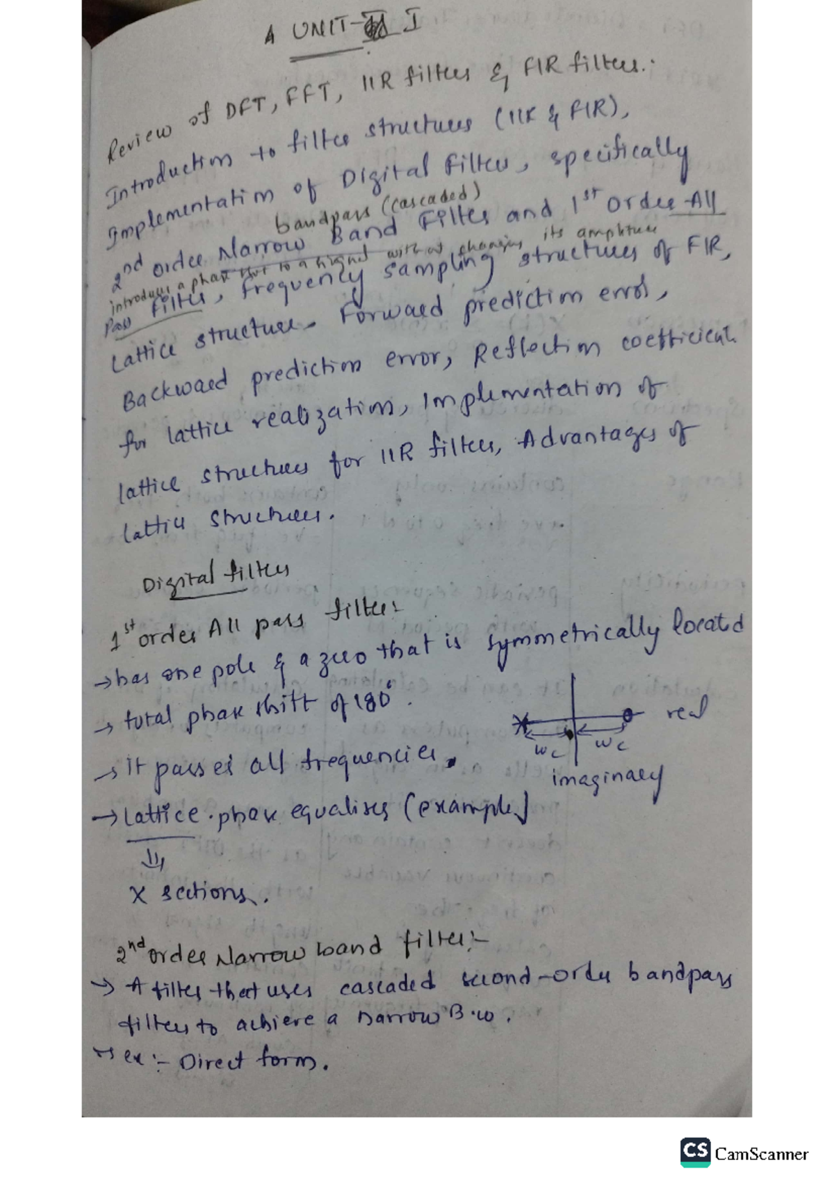 Unit 1: Advanced Digital Signal Processing Notes on DFT, FFT, and ...