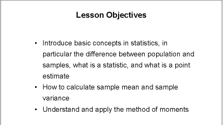 Lesson Objectives: Understanding Point Estimation in Statistics (STAT ...
