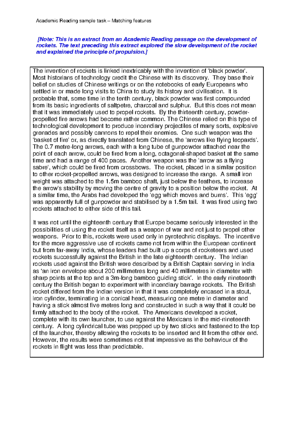 115015 academic reading sample task - matching features 2 - Academic ...