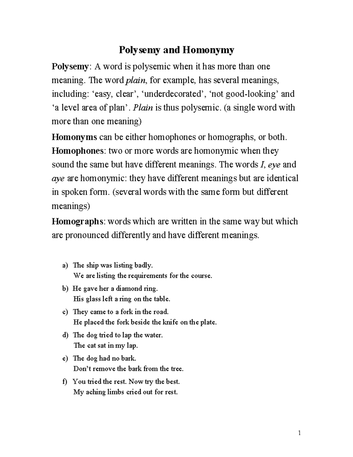Polysemy and Homonymy in Linguistics: Key Concepts Explained - Studocu