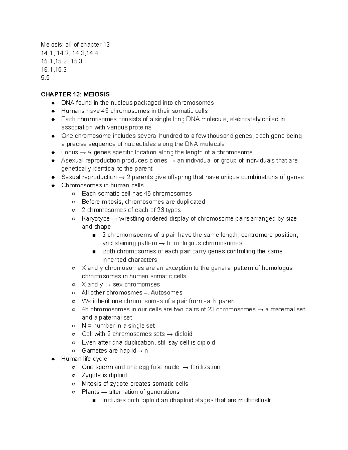 Bio 2100 Exam 3: Meiosis & Mendelian Genetics Review Outline - Studocu