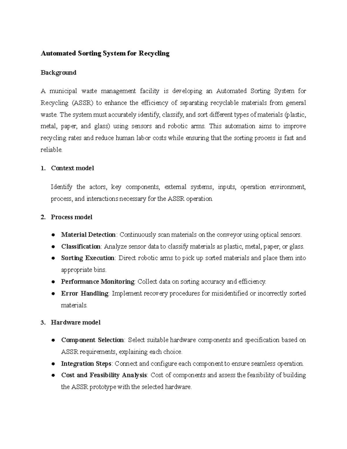 Automated Sorting System for Recycling: Project Overview G8 - Studocu