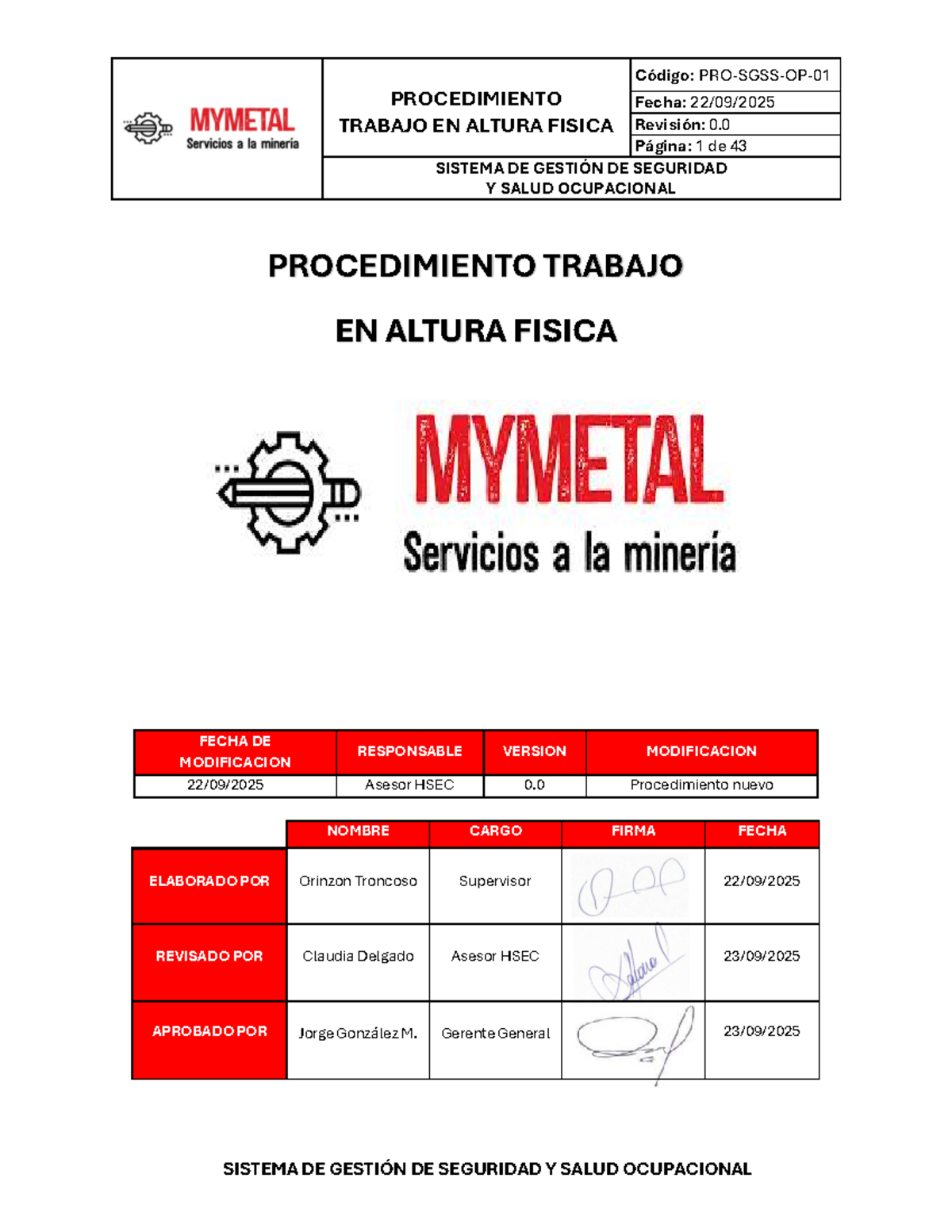 Procedimiento de Trabajo en Altura Física - PRO-SSO-PL-13 - Studocu