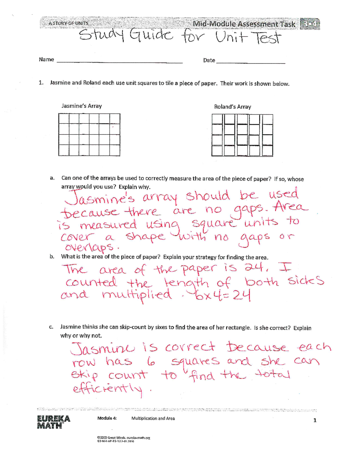 Study-Guide-Answers - Math mid module assessment 3ro grade - A STORY OF ...