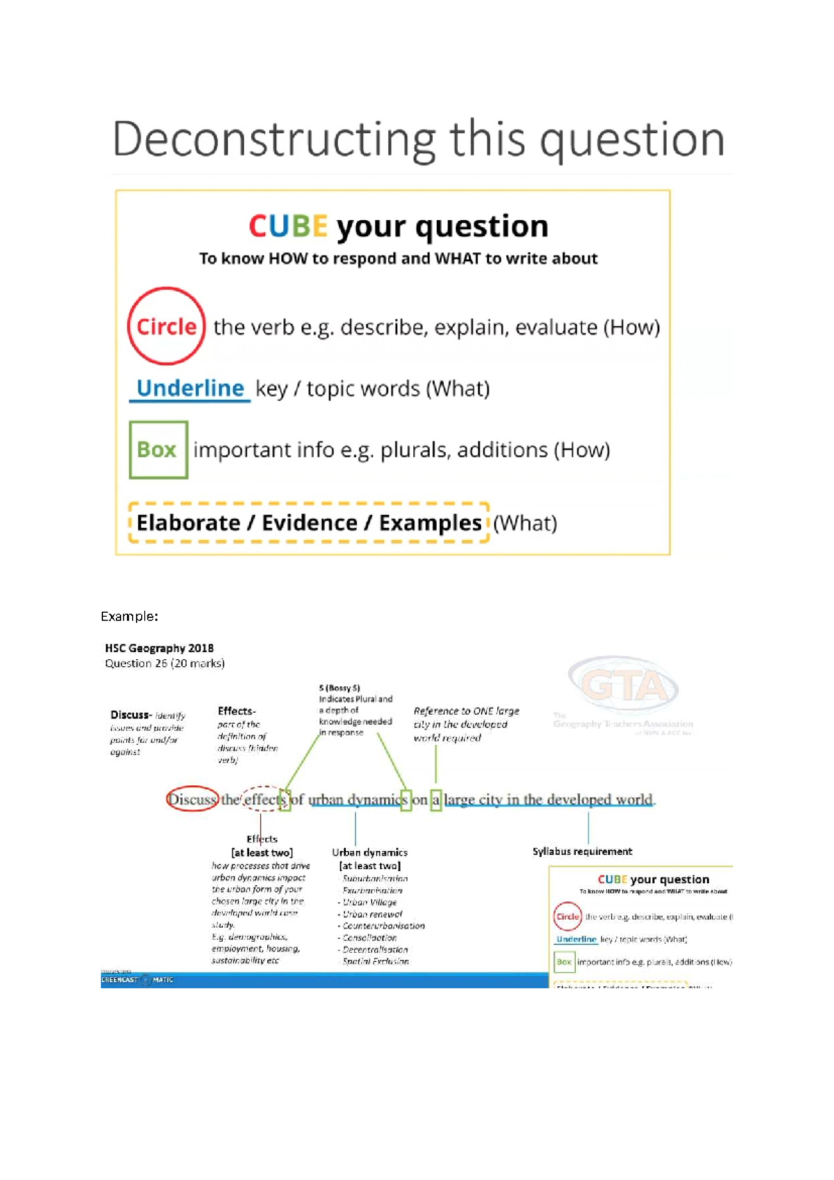 CUBE Method - Revision Guide for HSC Geography (GTA) - Studocu