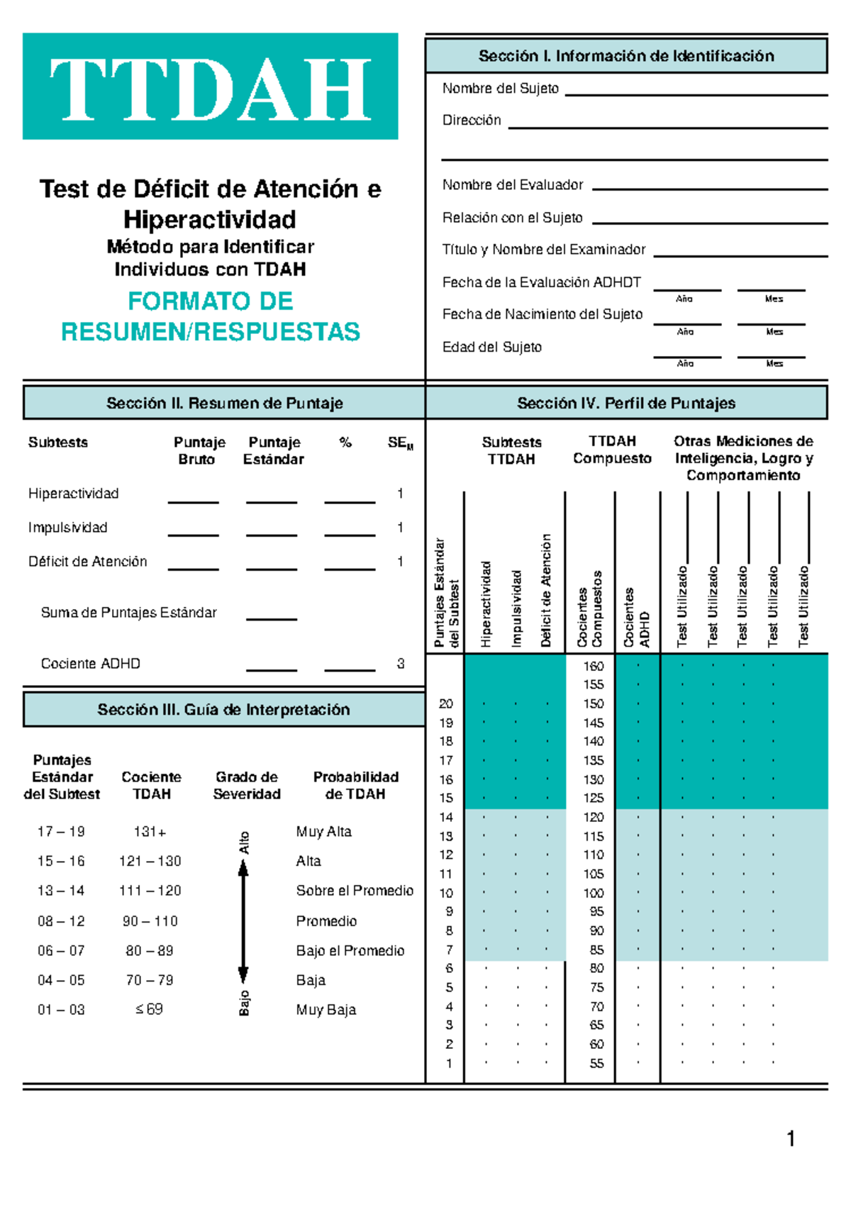 ADHDT - TDAH - Prueba de Detección y Evaluación de TDAH - Studocu