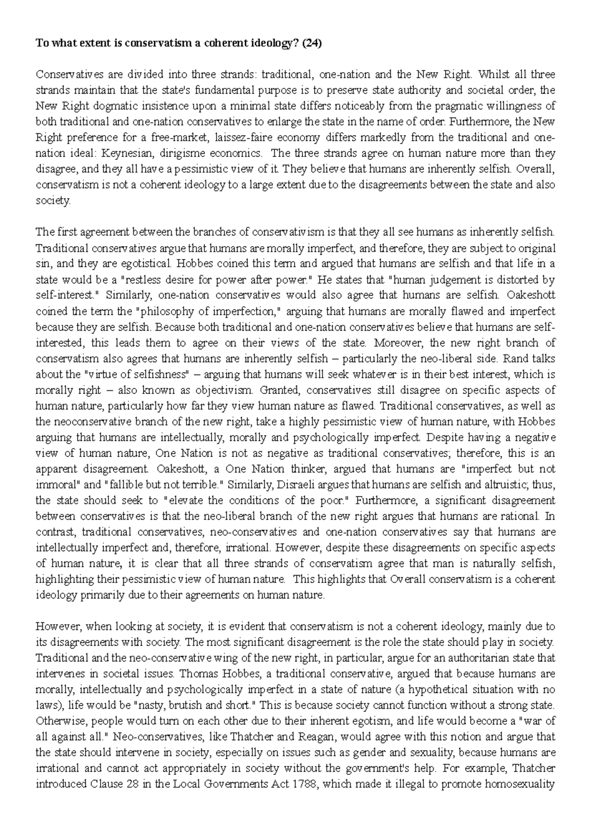 Conservatism as an Ideology: Coherence and Divergence (POLI 101) - Studocu