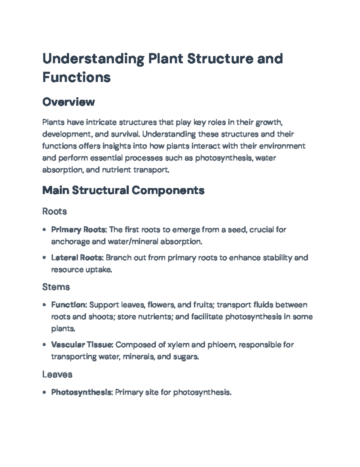 Understanding Plant Structure and Functions: Key Components & Processes ...