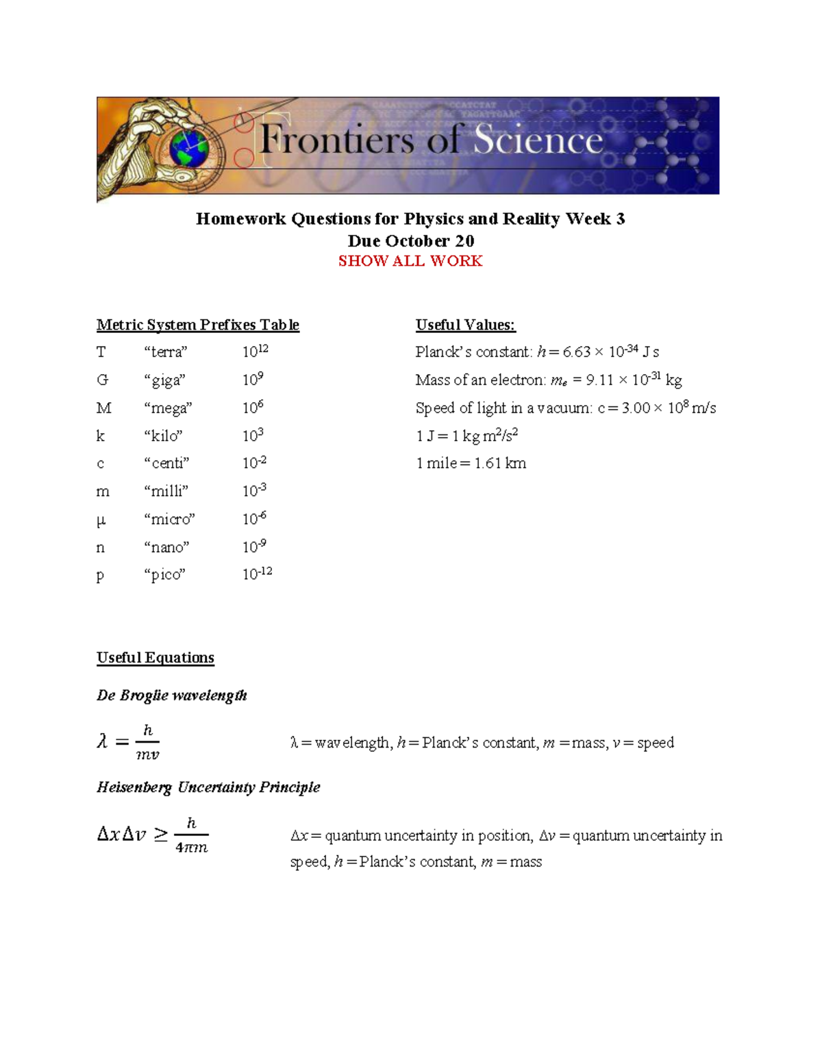 PR3 Homework - Week 3: Quantum Mechanics & Double Slit Experiment - Studocu