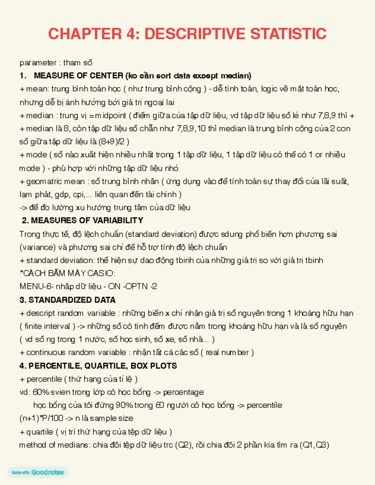 STAT4B - Chapter 4: Descriptive Statistics Overview - Studocu