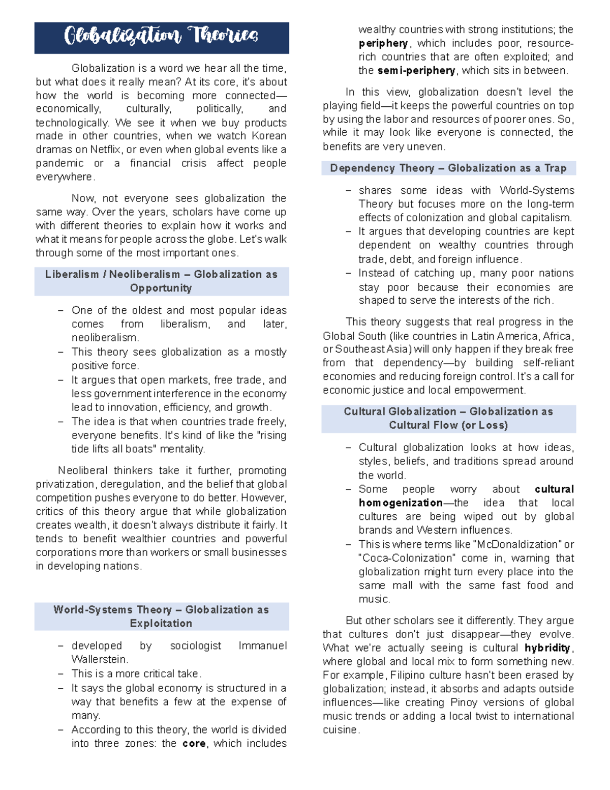 Globalization Theories: Understanding Economic, Cultural, and Political ...