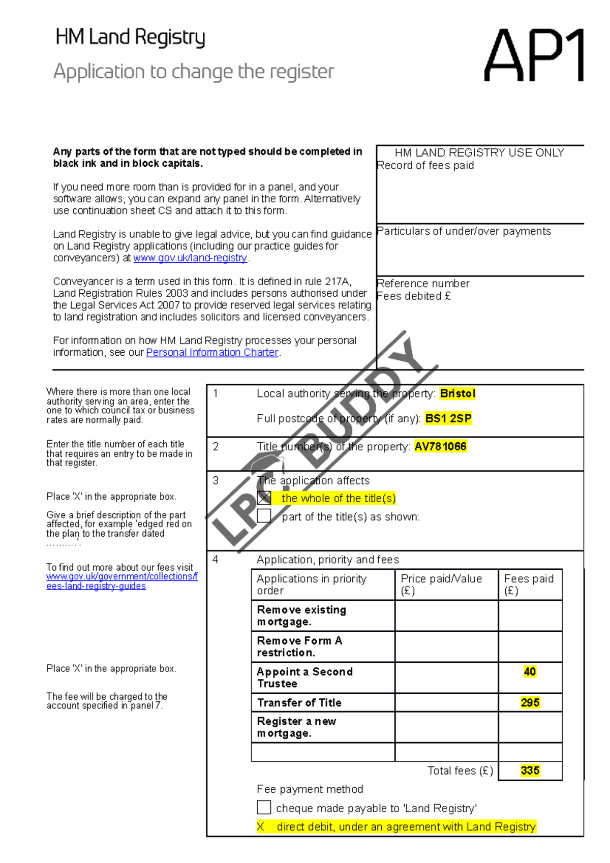 2. Example AP1 - Any parts of the form that are not typed should be ...