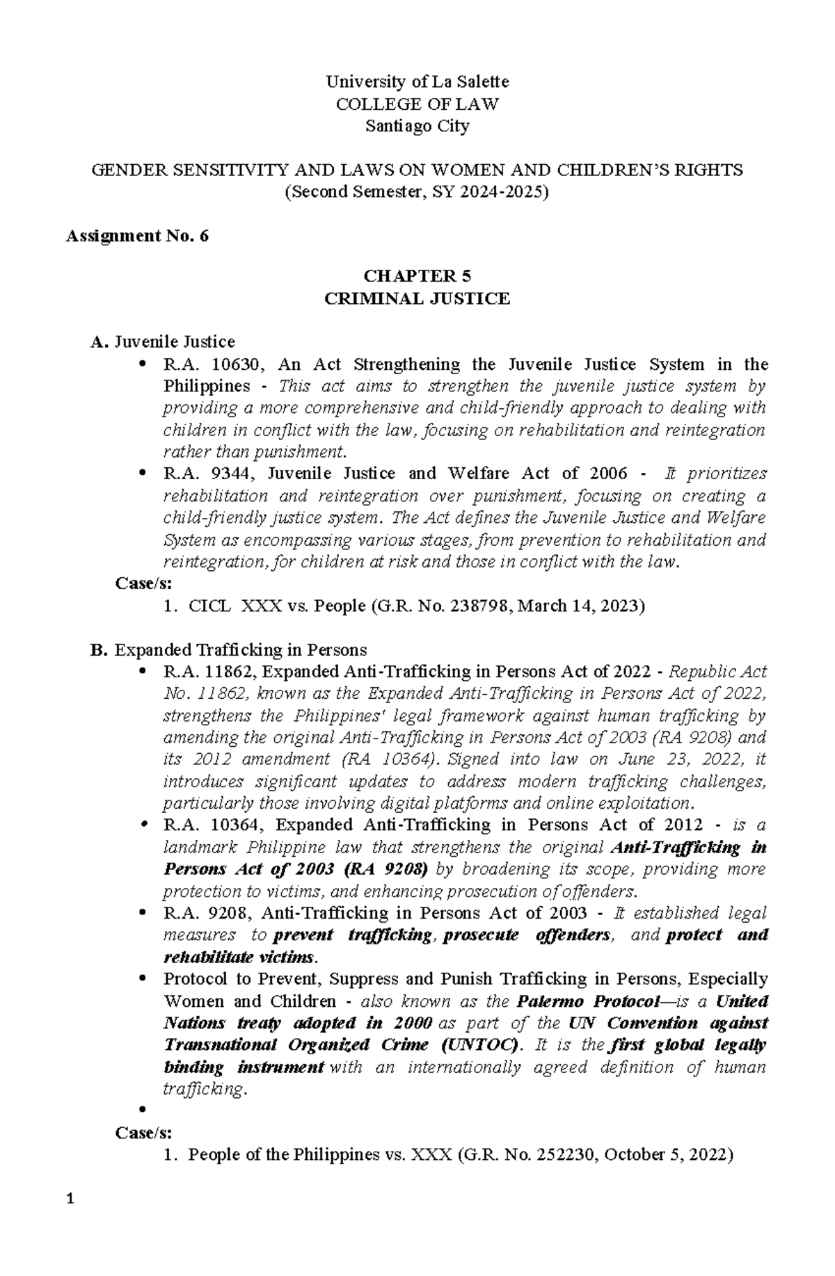 GENDER SENSITIVITY & LAWS ON WOMEN AND RIGHTS (LAW 101, Assignment No ...