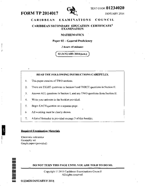 English A May 2020 P1 - CSEC past paper - Studocu