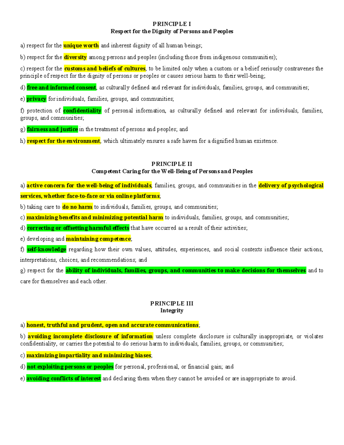 PAP CODE Summarized - Key Principles of the PAP Code of Ethics - Studocu