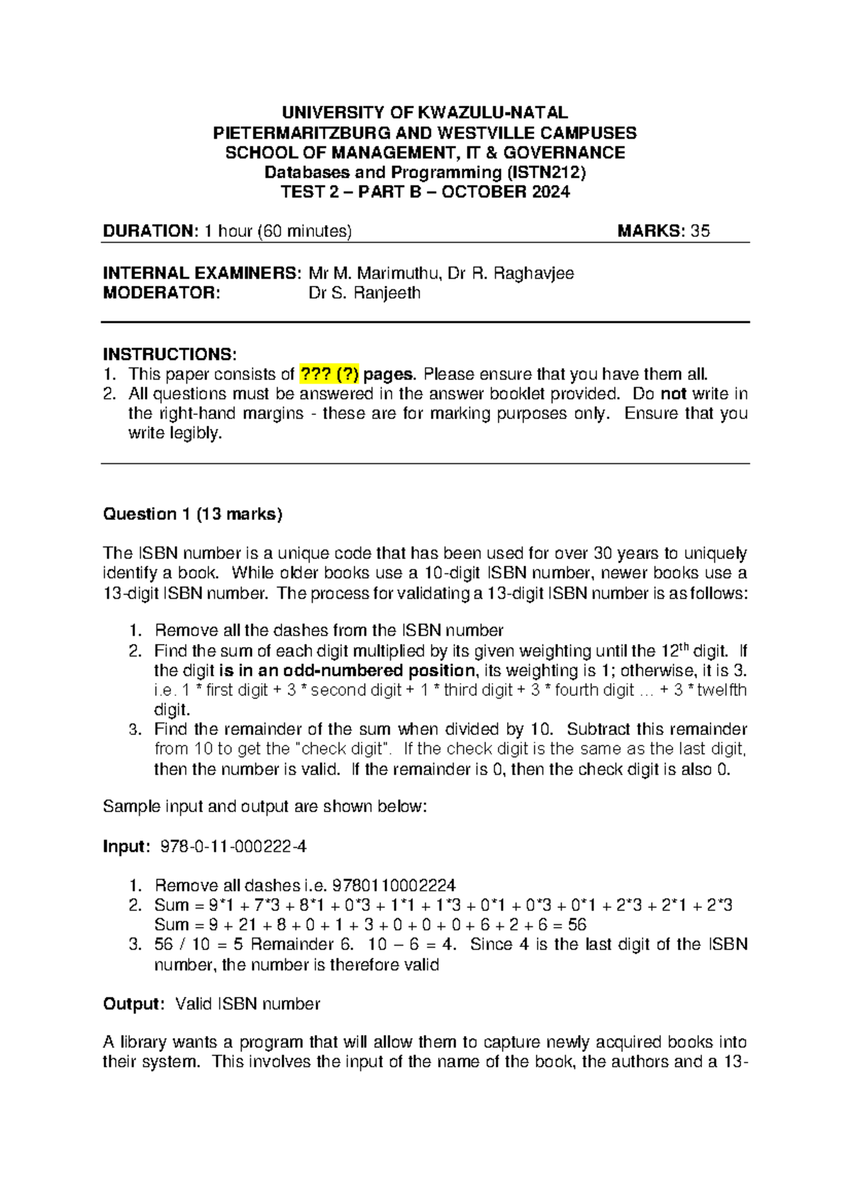 ISTN212 Test 2 Solutions - October 2024 (Final) - Studocu