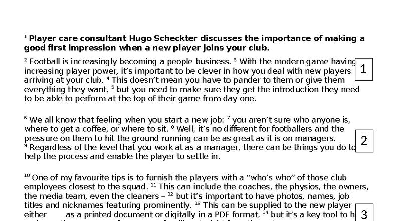 Player Care Insights: First Impressions in Football - Hugo Scheckter ...