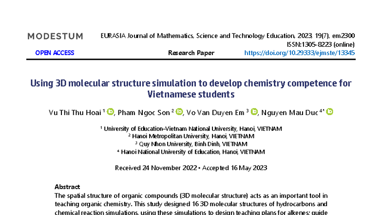 Using 3D Molecular Structure Simulations to Enhance Chemistry ...