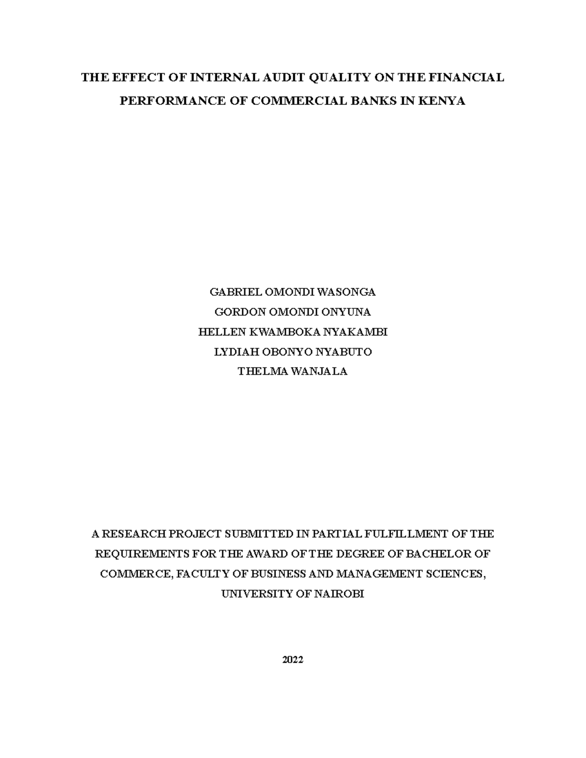The Impact of IA Quality on Financial Performance of Banks in Kenya ...