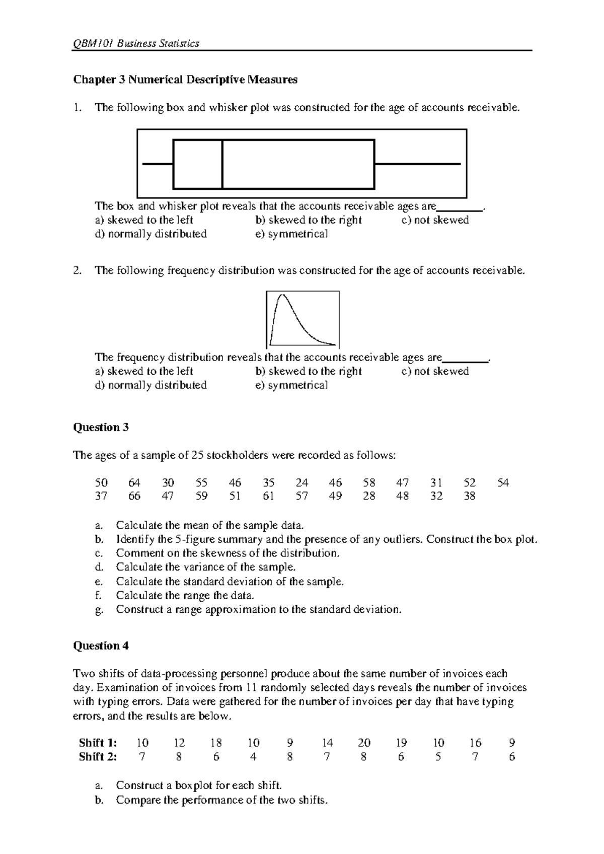 QBM101 Tutorial 4 - ... - QBM101 Business Statistics Chapter 3 ...