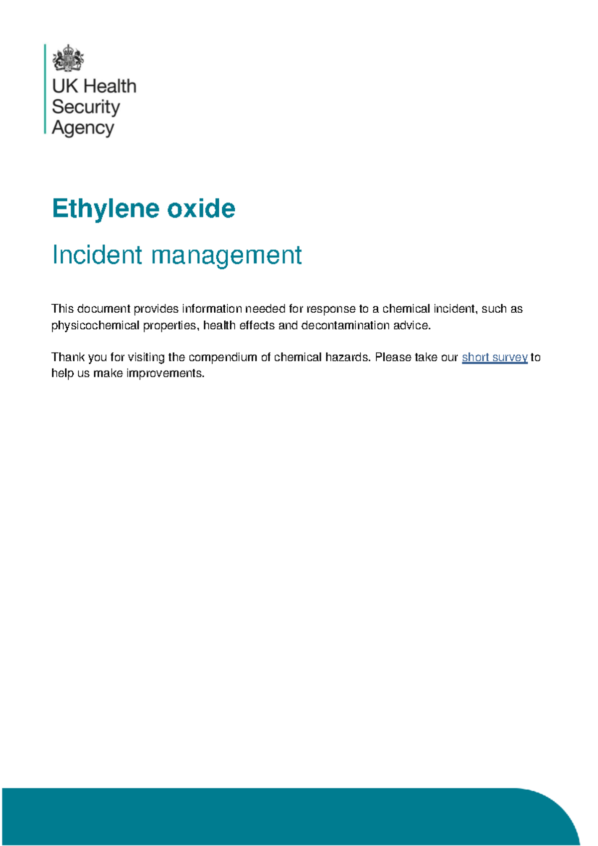 Ukhsa Incident Management: Ethylene Oxide Response Guidelines - Studocu