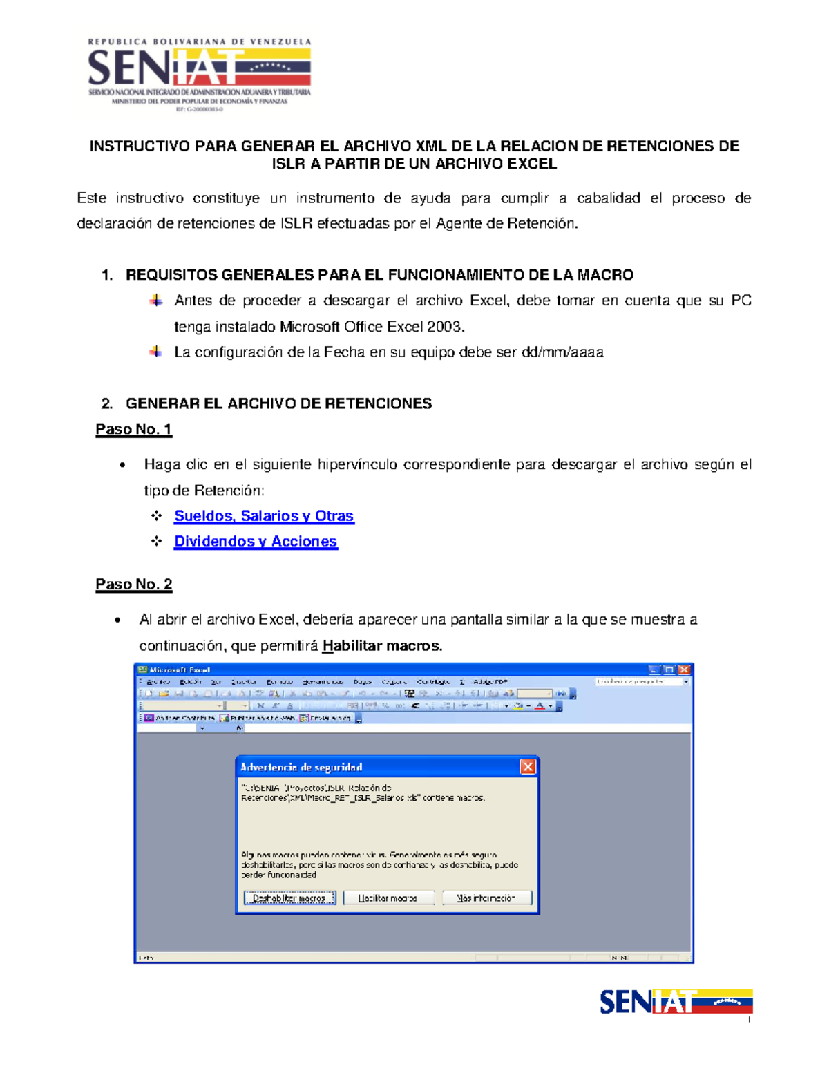 Instructivo ISLR Excel XML V2.0: Generación de Archivos XML - Studocu