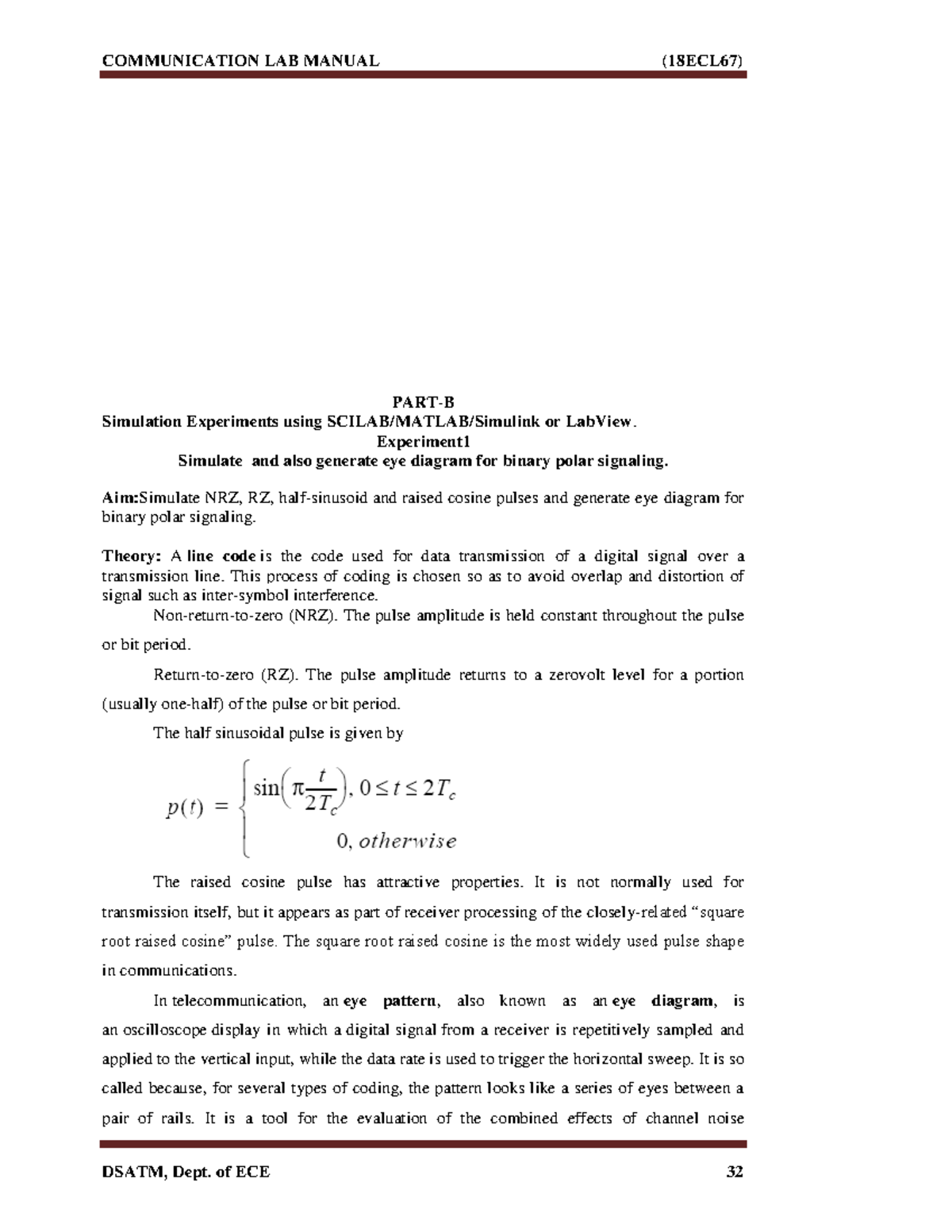 Exp-11 (18ECL67) Eye Diagram Generation & Analysis in MATLAB - Studocu