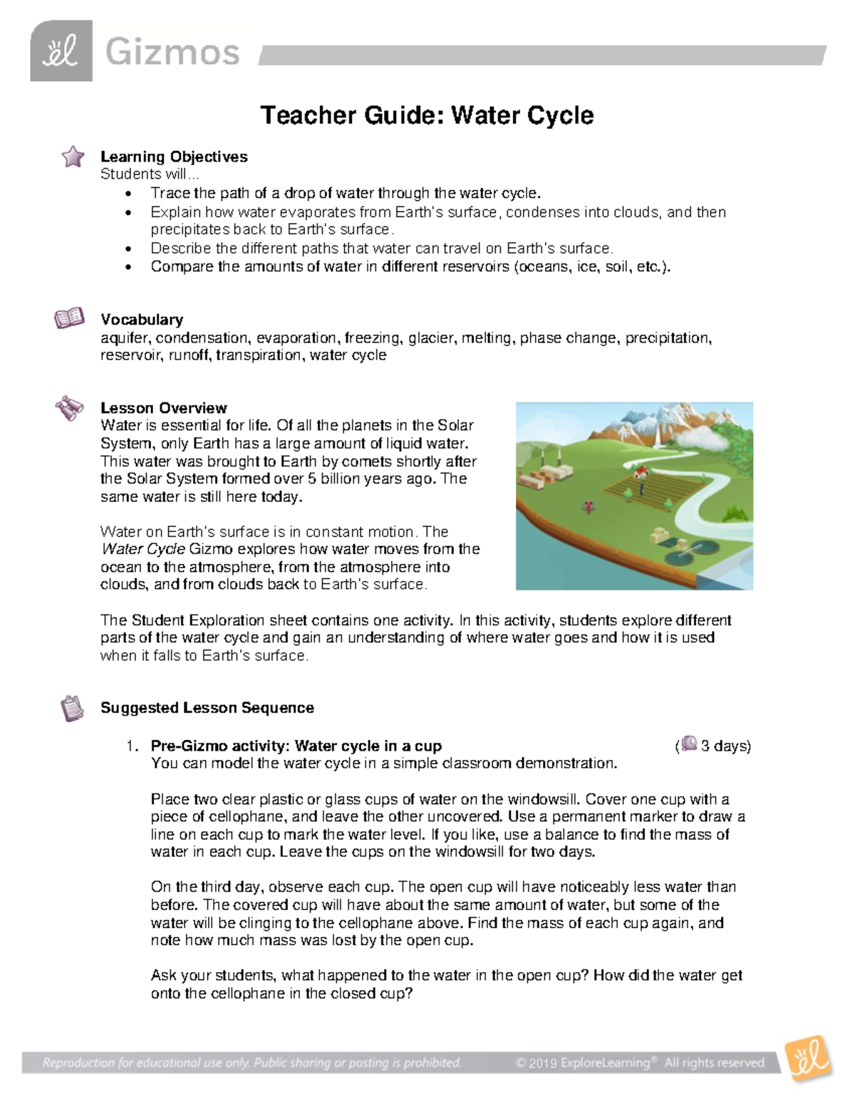 Water Cycle TG: Teacher Guide for Student Exploration Activities - Studocu
