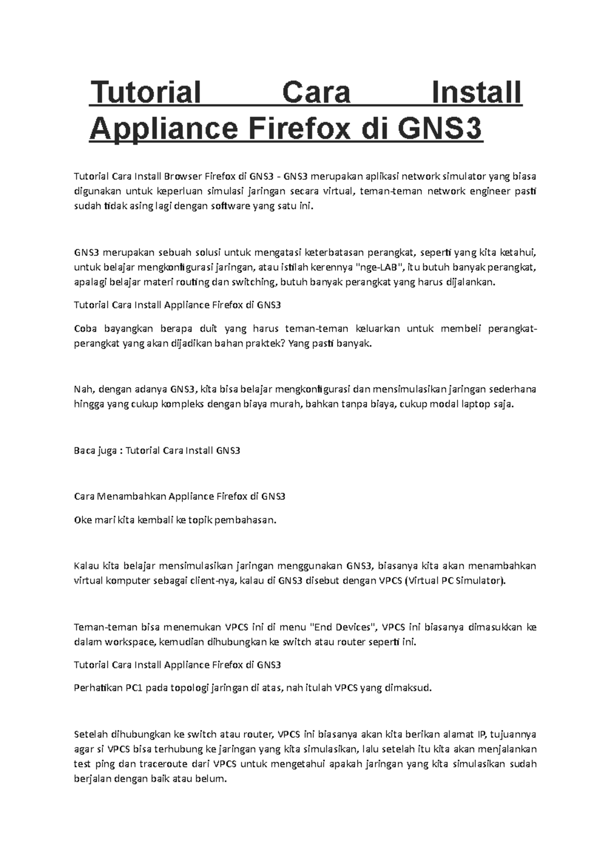 Tutorial Cara Install Appliance Firefox di GNS3 - Tutorial Cara Install ...