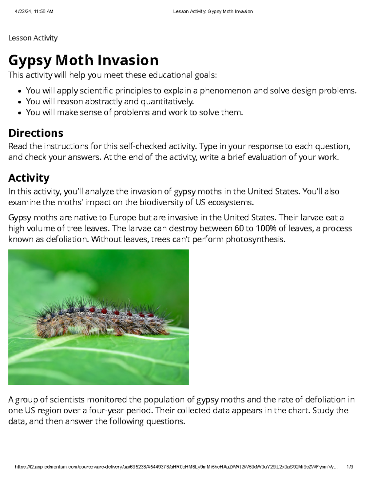 Gypsy Moth Invasion: Analyzing Ecosystem Impact - Tutorial Activities ...