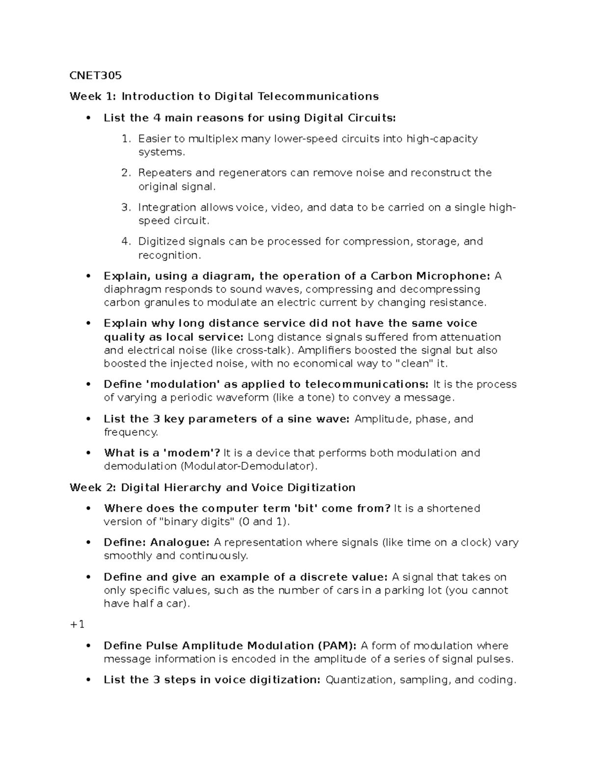 CNET305 Exam Prep: Key Concepts from Weeks 1 & 2 - Studocu