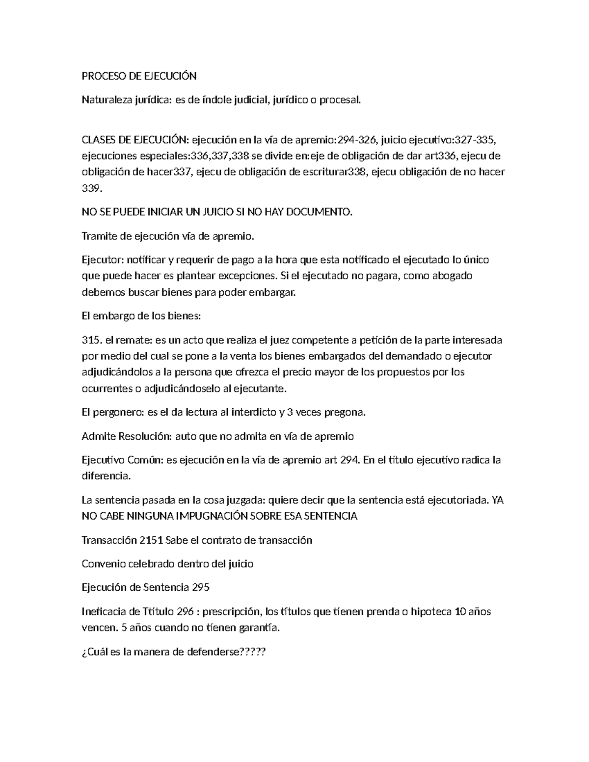 Civil II Parcial: Proceso de Ejecución y Clases de Ejecución - Studocu